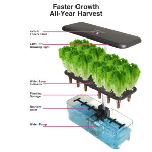 Hydroponics Growing System Indoor Garden - VOCRS 12 Pods Herb Garden Kit Indoor with LED Grow Light, Plants Germination Kit(No Seeds) with Pump System, Adjustable Height Up to 17.7" for Home, Black