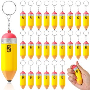 huquary back to school gift bulk for teacher cute foam squeeze pencil keychains first day of school gift for party(25 pcs)