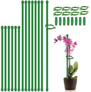 plant stakes 17inch &11inch,supking adjustable length plant support stake 16pcs orchid stick with clips for indoor outdoor,garden pole for potted tomato rose amaryllis vegetables comes with 20 ties