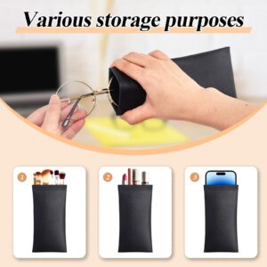 Xuhal 8 Pcs Leather Glasses Case Sunglasses Pouch Eyeglass Case Soft Squeeze Top Portable Travel Glasses Sleeve for Women Men (Black)