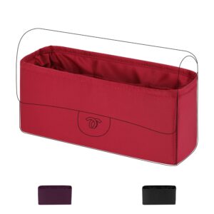 dgaz purse organizer insert for chanel cf bags，silk bag organizer，luxury handbag & tote shaper(wine red,jumbo 30)