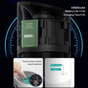 Air Purifiers for Home Large Room Dust Smart Hepa Air Purifier with 10000mAh Battery