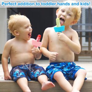 AIERSA 2PCS Silicone Popsicle Holders for Kids No Drip, Reusable Mess Free Ice Pop Stick Holder with Built in Straw for Sucking Up Melted Frozen Treats for Toddlers, Baby, Kids