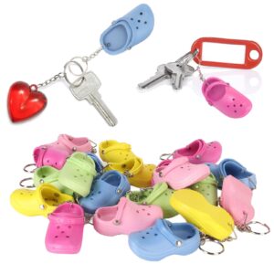 GLOGLOW 20Pcs Slipper Keychains, 1.4 x 3.0in 5 Colors Silicone Shoe Keychains Reusable Beach Hole Shoes Key Chains for Backpack Purse Luggage Party Favors