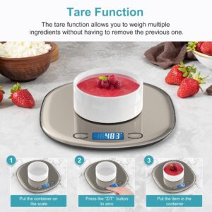 Ultrean Food Scale 33lb/15Kg Digital Kitchen Scale for Food Ounces and Grams Cooking Baking, 1g/0.1oz Precise Graduation, USB Rechargeable, 6 Weight Units, Tare Function