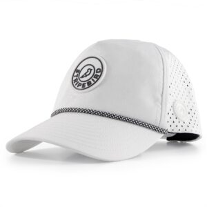 stripebird - golf performance snapback hat logo, white - water-resistant baseball cap for men and women - rope hat