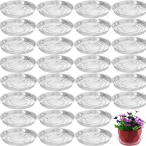 30 packs clear plastic plant saucers 4 inch drip trays plant plate dish for indoor planters flower pots, bulk