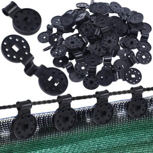 xshang 50pcs mesh shade cloth clips, 2024 new shade cloth lock grip, round shade plastic black clips for outdoor garden netting, anti bird net, sun shade net, patio accessories (black 50pcs)