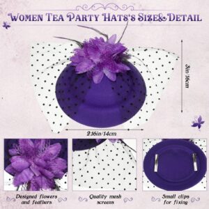 Jeyiour 15 Pcs Tea Party Hats for Women 20s Fascinators Pillbox Hats Headwear with Veil Flower Feathers for Wedding Church Tea Party