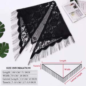 Ladiery Triangle Lace Shawls and Wraps for Evening Dresses with Tassels for Evening Party Mesh Wedding Shawls