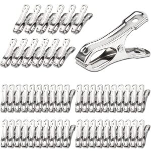 julmelon garden clips, 55 pcs stainless steel greenhouse clamps heavy duty greenhouse clips hoops with large open strong grip for shade cloth or plant cover netting