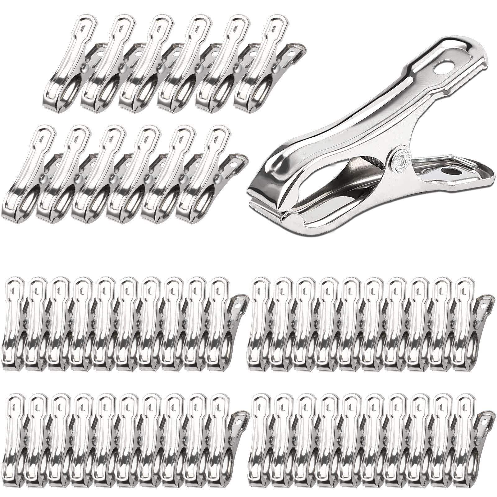 JULMELON Garden Clips, 55 PCS Stainless Steel Greenhouse Clamps Heavy Duty Greenhouse Clips Hoops with Large Open Strong Grip for Shade Cloth or Plant Cover Netting