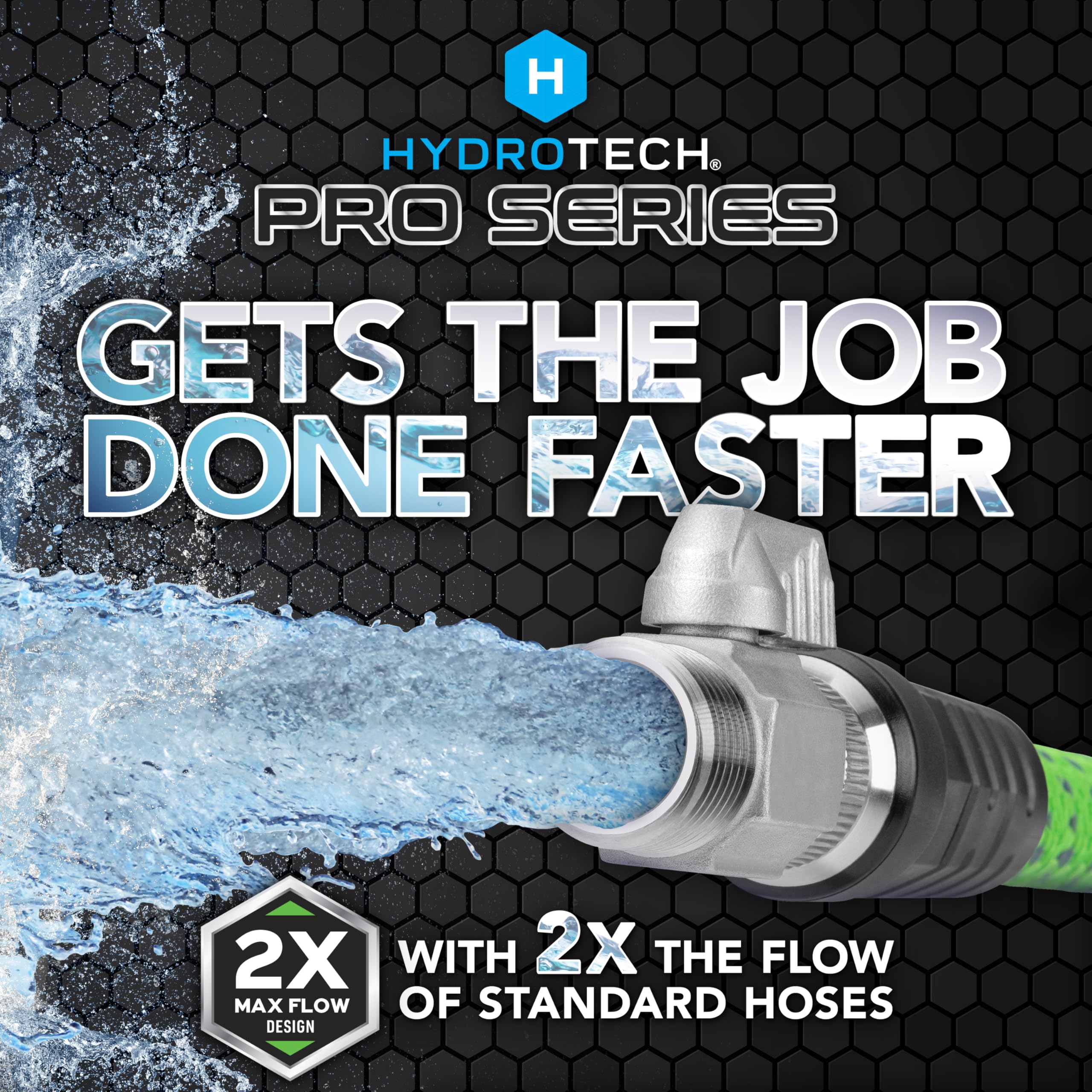 HydroTech 50ft Pro Series 3/4" Expandable Burst Proof Garden Max Flow Hose – Lightweight & Durable – Features Flow-Control Shut-Off & Strain Relief Guard (50 Feet)