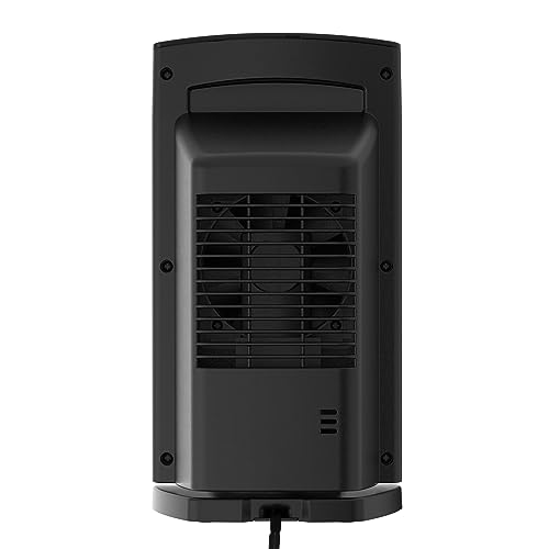 Lasko Ellipse Ceramic Tabletop Heater for Home with Tip-Over Switch, Child Lock, Digital Display, Thermostat, AutoECO Mode, Wide Oscillation, Remote, For Bedroom, Office, Den, 1500W, Black, CD12950