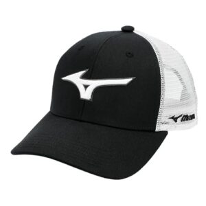 mizuno standard diamond trucker hat, black-white