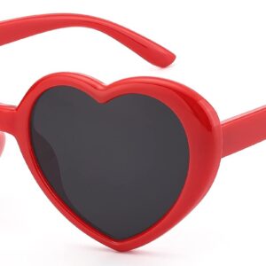 IOHLNG Heart Sunglasses for Women Men Oversized Trendy Love Shaped Sunglasses Non Polarized Shades Retro Lovely Fashion Cute Sun Glasses Red Frame Grey Lens