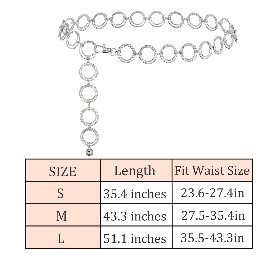 ELABEST O-Ring Chain Belt Waist Chain Belts Adjustable Waist Body Jewelry Accessories Women Girls