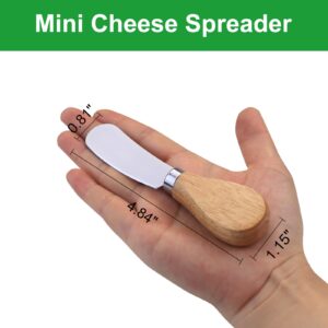 10 Pcs Cheese Spreader Knives, Mini Butter Knife Spreader with Wooden Handle, Stainless Steel Cheese Knife Set for Charcuterie Board, Sandwich, Appetizers, Cocktail Spreading Knife