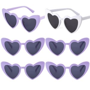 bachelorette party favor sunglasses 6 pack,retro cat eye heart sunglasses for women,bachelorette wedding party photography props bridesmaid proposal gifts (purple)