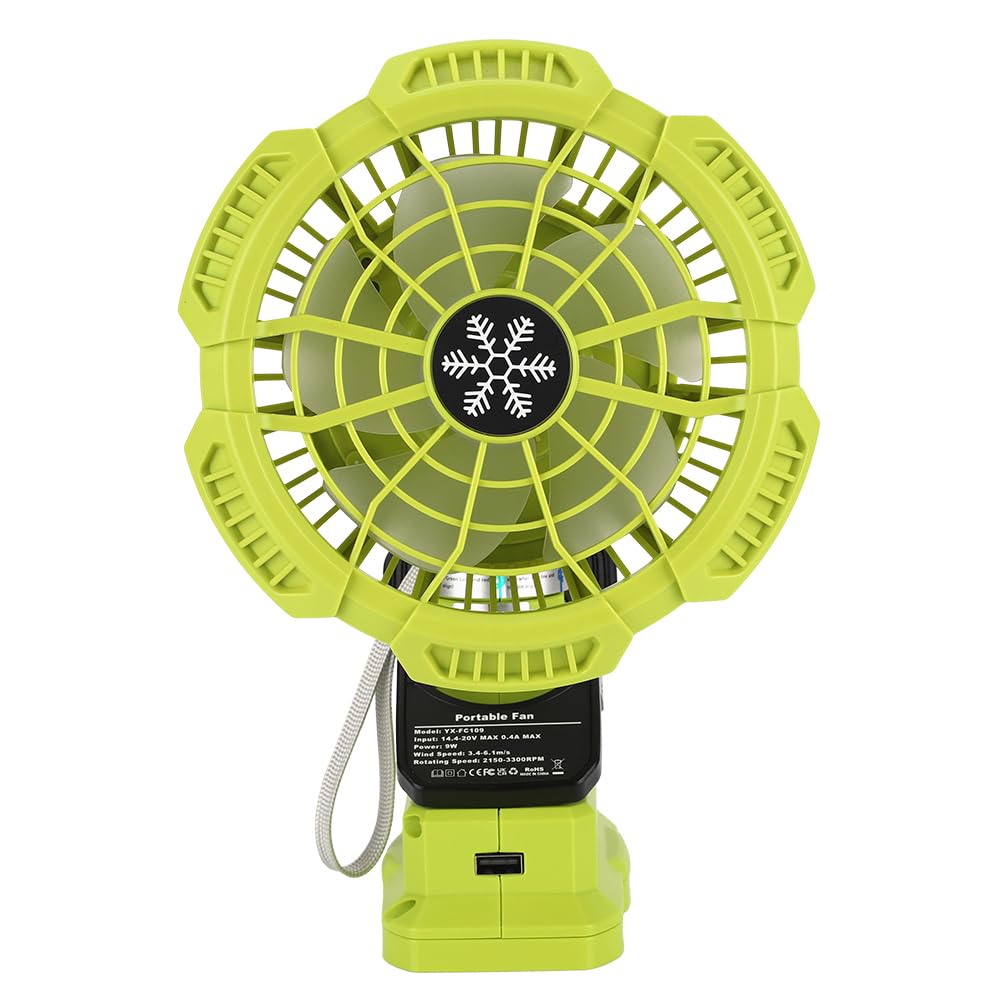 Philophca Portable Clip on Fan Cordless, Personal Battery Operated Fan for Ryobi 18V One+ Lithium Battery 3 Speed Camping Fan with USB Port 330° & 110° Pivoting Rechargeable Fan Powerful Wind