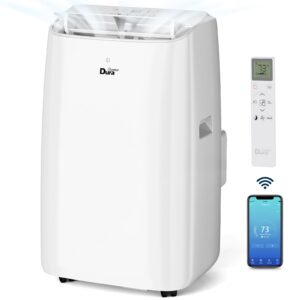 duracomfort portable air conditioner, 12000 btu(ashrae) /8150 btu (sacc) smart ac unit, built-in dehumidifier and fan modes, mobile app, cools up to 350 sq.ft, white