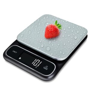 fradel 0.1g digital kitchen food scale - precision food scale for cooking, baking, weight loss - in grams & ounces - a kitchen must have - stainless steel plate, waterproof, 11lb capacity - square