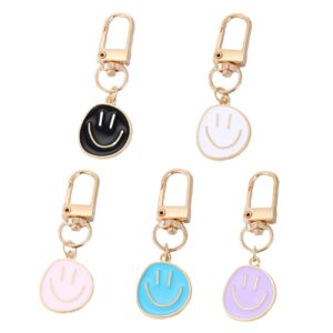 chenxikk 5pcs smile expression keychains for women cute handbag key chaincar key pendant for earphone case purse decoration