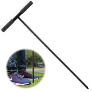 soil probe rod, 48 inch metal septic tank locator tool, ground probe rod for soil compaction, locating underground pipes and gopher runs, gardening