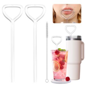 anti wrinkle straw 2pcs, reusable glass straw for stanley cup, anti wrinkle drinking straw curved, lip straw for wrinkles, sideways straw wrinkle free, prevent wrinkle straw