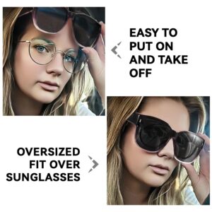 Myiaur Oversized Fit Over Sunglasses for Women, Trendy Wear Over Glasses, Polarized UV400 Protection Sunglasses for Driving