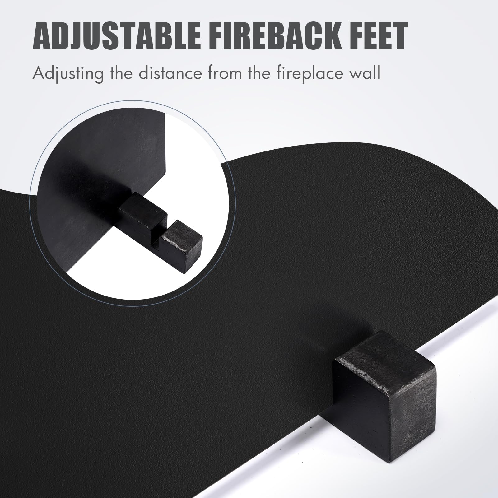 INNO STAGE 26" Fireplace Back Plates - Iron Fireback with Feet, Fireplace Wall Protection, Fireplace Heat Reflect, Black