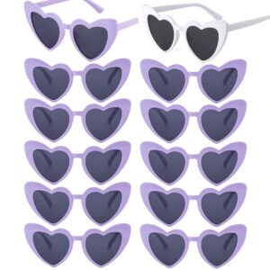 bachelorette party favor sunglasses 12 pack,retro cat eye heart sunglasses for women,bachelorette wedding party photography props bridesmaid proposal gifts (purple)