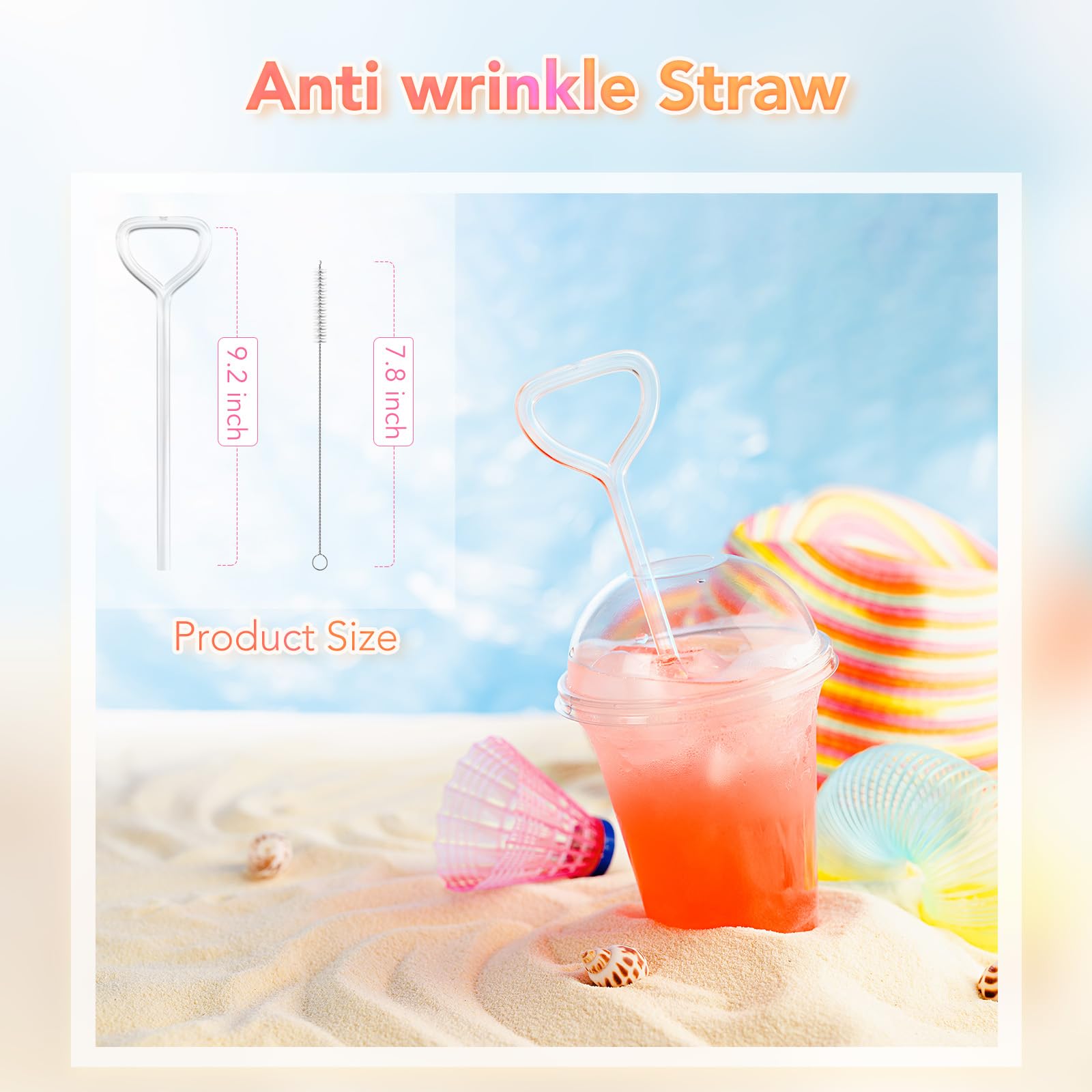 Anti Wrinkle Straw 2pcs, Reusable Glass Straw for Stanley Cup, Anti Wrinkle Drinking Straw Curved, Lip Straw for Wrinkles, Sideways Straw Wrinkle Free, Prevent Wrinkle Straw