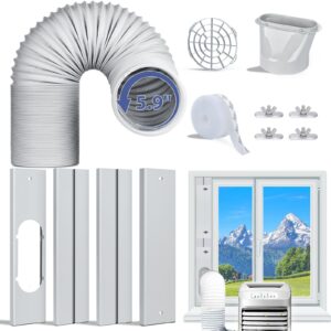 cassaio portable air conditioner window kit,seamless portable ac window vent kit with 5.9" universal exhaust hose adapter,adjustable window seal plates for sliding window