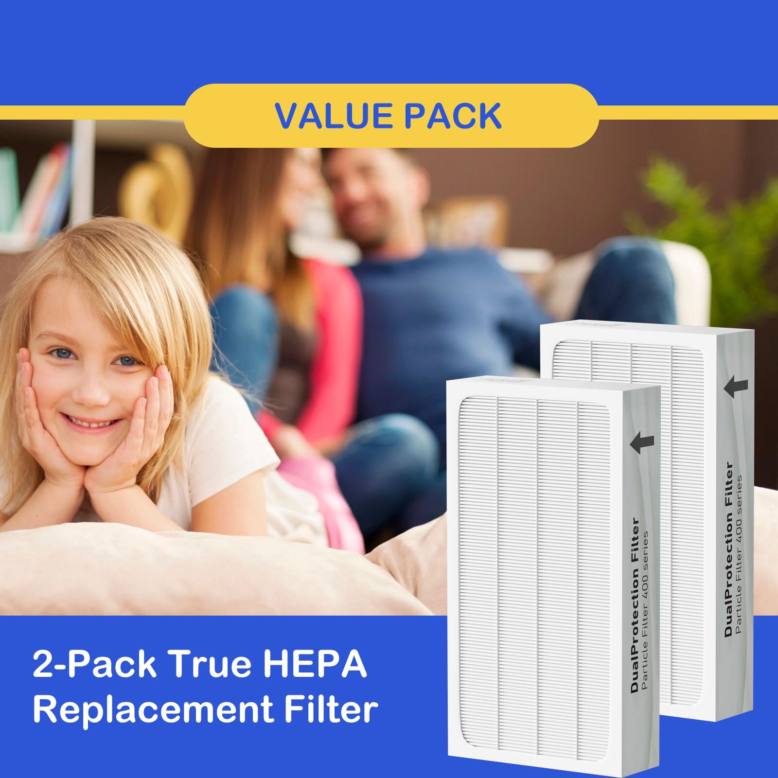 Roninby Classic 400 Series HEPA Particle Filter Replacement Compatible with Blueair 400 Series Air Cleaner Purifier Models 402, 403, 405, 410, 450E, 455EB, 480i, 2 Pack