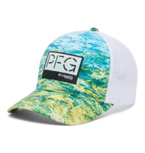 columbia unisex pfg camo mesh ball cap, gulf stream/deepsea fade, large/x-large