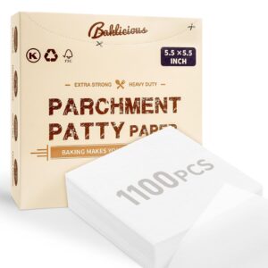 baklicious hamburger patty paper – 1100pcs of 5.5"x5.5" non-stick patty paper squares – craft perfect burgers! elevate your game with seamless separation & versatile use in oven, microwave,freezer!