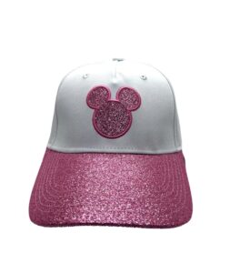 disney glitter tone mickey mouse baseball cap - adult (white with pink glitter)