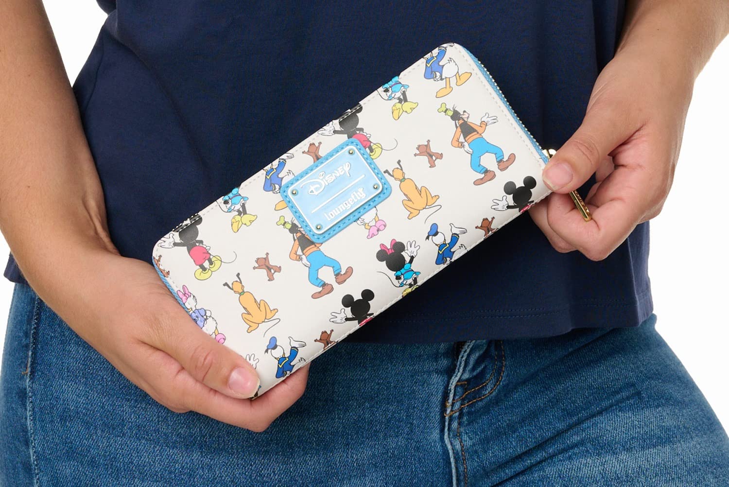 Loungefly Disney Wallet Mickey Mouse Friends Forward & Backward Print Zip Clutch