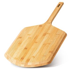 pizza peel 16 inch, natural bamboo pizza peel pizza paddle spatula oven accessory for large wood pizza board for transferring & serving, wood pizza cutting board for cheese bread fruit vegetables