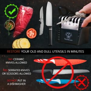 4 Stage Knife Sharpener Tool with Professional 800 Grit Whetstone, Premium Kitchen Knife Sharpener, Manual Knife Sharpener, Blade Sharpener, Scissor Sharpener, Chef Knife Sharpener