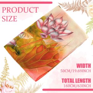 Xtinmee 12 Pcs Lotus Scarfs for Women Lightweight Print Floral Pattern Scarf Fashion Silk Chiffon Shawl Summer Gifts