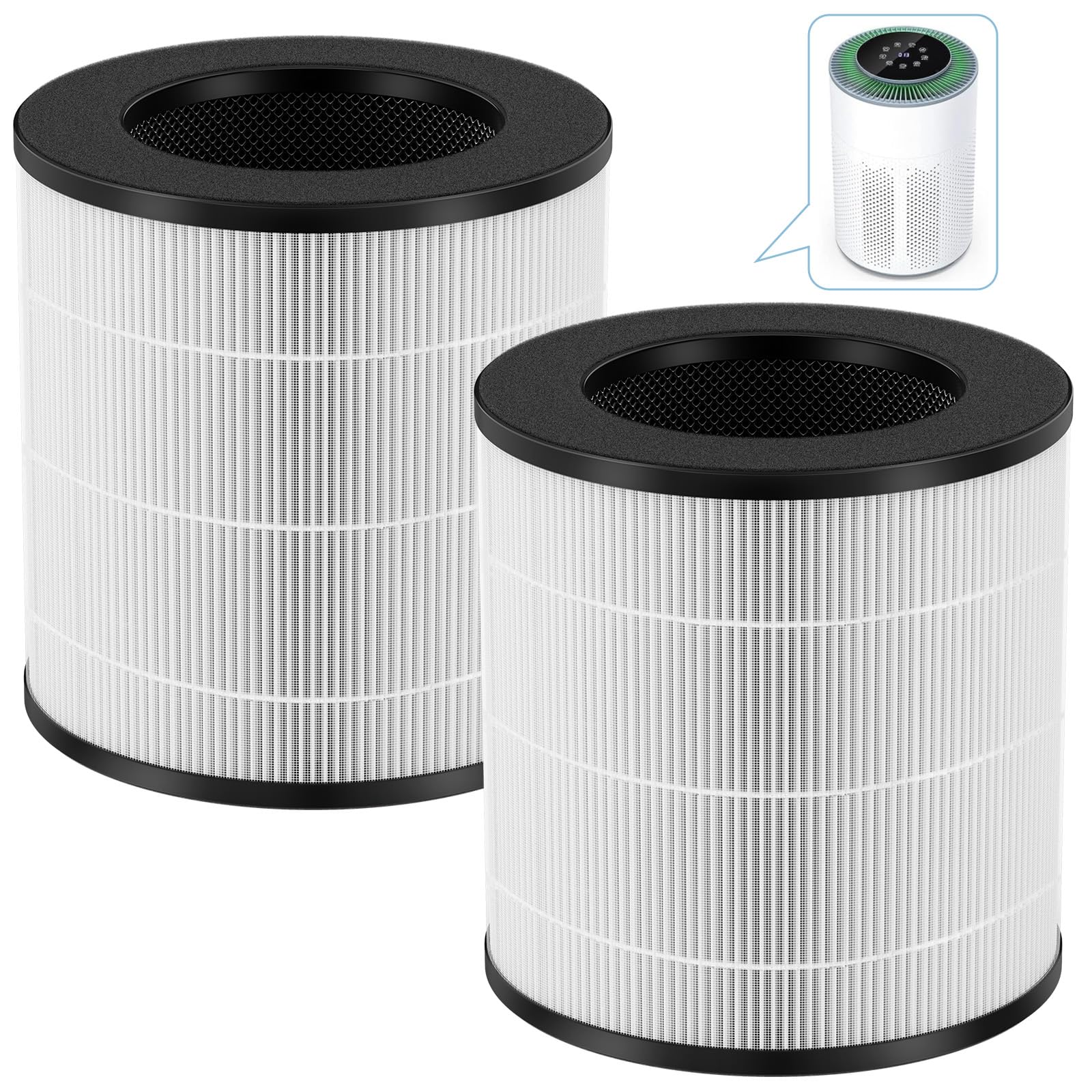 2 Pack A2 Replacement Filter Compatible with AMEIFU GDAP1W and VEWIOR A2 (ClearAir-A2) Air Purifier, 3-in-1 High-efficiency H13 True HEPA Air Cleaner Filter for Pollen Dust Pet Dander Smoke