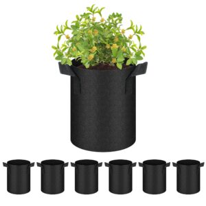 healsmart 6-pack 1 gallon nonwoven grow bags, aeration fabric pots with handles, suitable for garden fruits, vegetables and flowers, black