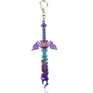 meetcute decayed mastersword keychain latest,cool sword key ring for men and women legend of zeld the tears kingdom mastersword key chain cosplay accessories - purple