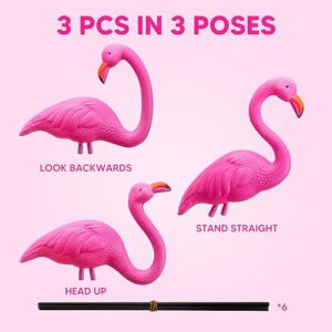 JOYIN 3 Pack Large Pink Flamingo Yard Decorations, Medium Plastic Lawn Flamingos Ornament Stakes, Flamingo Party Decor with Rubber Coating Metal Legs for Yard, Garden, Luau Party Gift (11in x 20in)