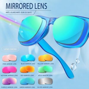 Pibupibu 10 Pack Neon Party Sunglasses Bulk, Wholesale Retro 80s Clear Colorful Mirrrored Lens Sunglasses Party Favors