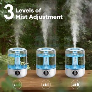 HiLIFE Humidifiers for Bedroom, 3L Ultrasonic Cool Mist Humidifiers for Home Baby Nursery & Plants, Quiet Top Fill Air Humidifier Lasts Up to 30 Hours, Auto Shut-Off, Filterless