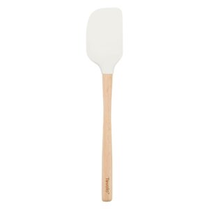 tovolo white flex-core wood handled silicone spatula, non-stick, heat-resistant, bpa-free, dishwasher-safe with removable angled head