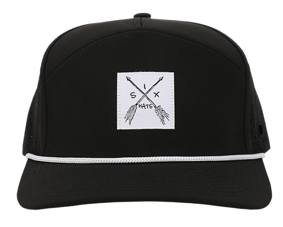 SixHats Arrow Waterproof & Sweat Proof Hat | Available in 3 Sizes | Golf Tee Holder, Black, Medium-Large